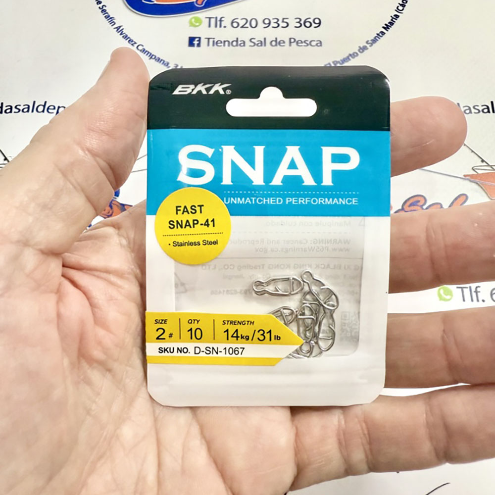 GRAPA-IMPERDIBLE INOX. BKK FAST SNAP-41 NUM. 2 - Sal de Pesca