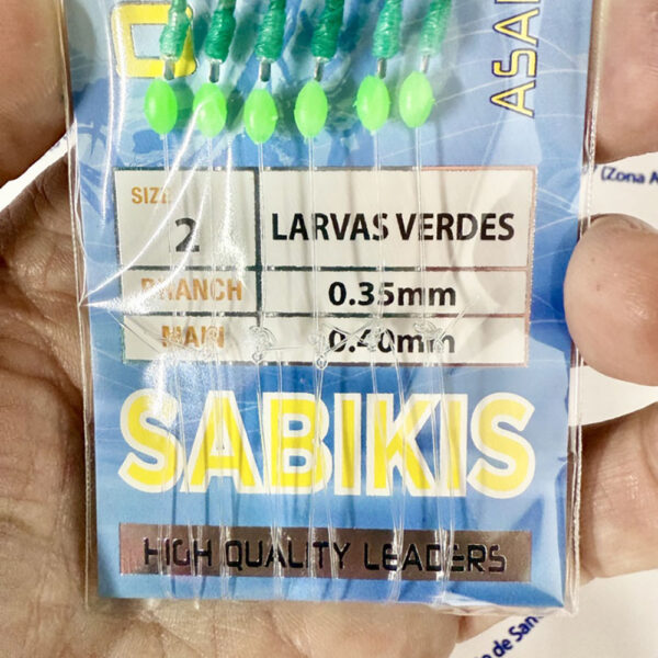 MUESTRAS DE PLUMAS ASARI MINI FLASHING LARVAS NUM. 2 VERDES - Sal de Pesca